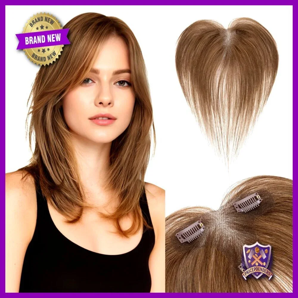 Accessories | Human Hair Topper With Curtain Bangs Lightweight Silk ...